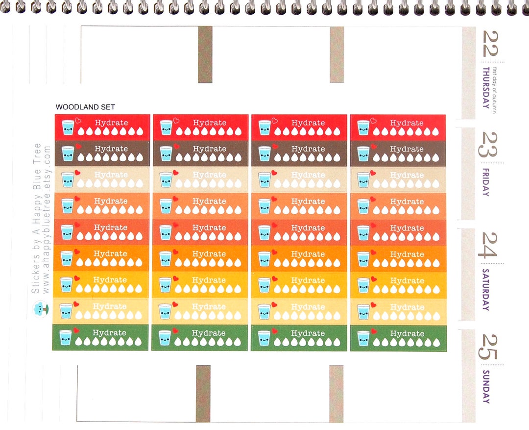 Happy Hydrate Label (WOODLAND Kit Colors) Daily Stickers Tracker ...