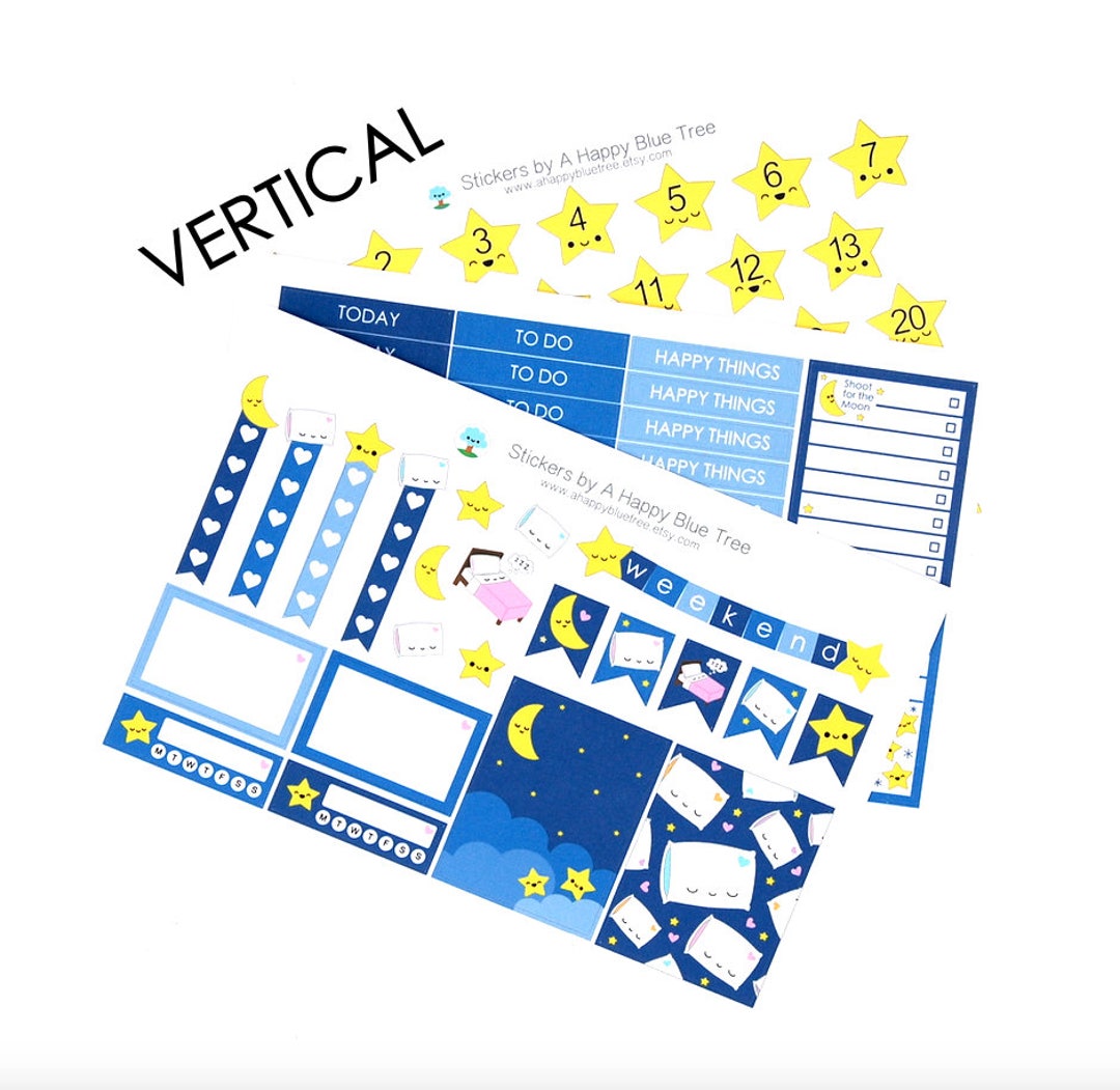 Happy Good Night Friends Sticker Set VERTICAL Erin Condren Life Planner ...