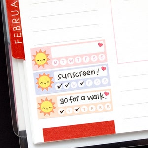 Happy Sun Weekly Habit Reminder Tracker Label Stickers for Erin Condren ...