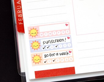 Happy Flower Weekly Habit Reminder Tracker Stickers Erin - Etsy