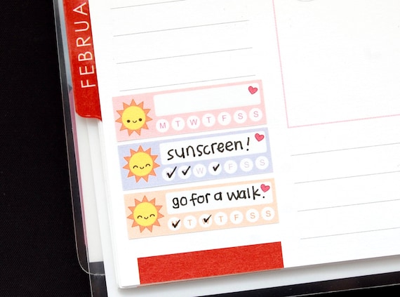 Happy Sun Weekly Habit Reminder Tracker Label Stickers for - Etsy