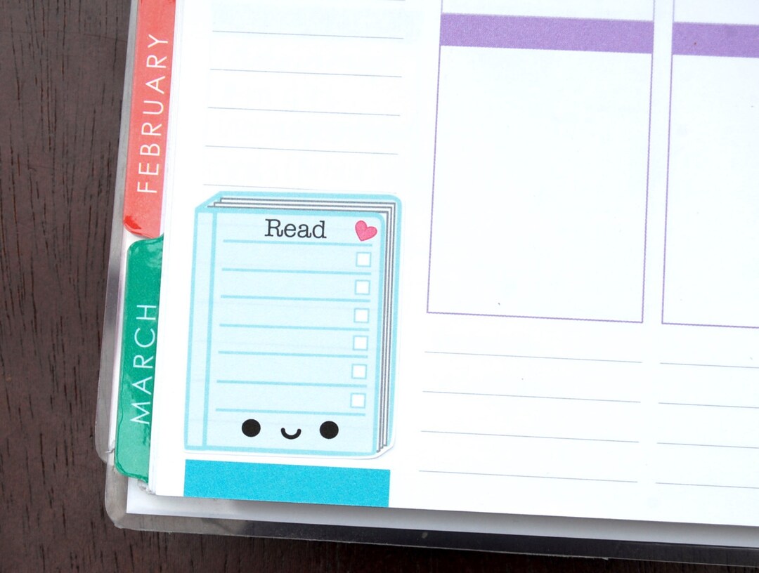 Happy Book Read Full Box Tracker Reminder Cute Kawaii Planner Stickers ...