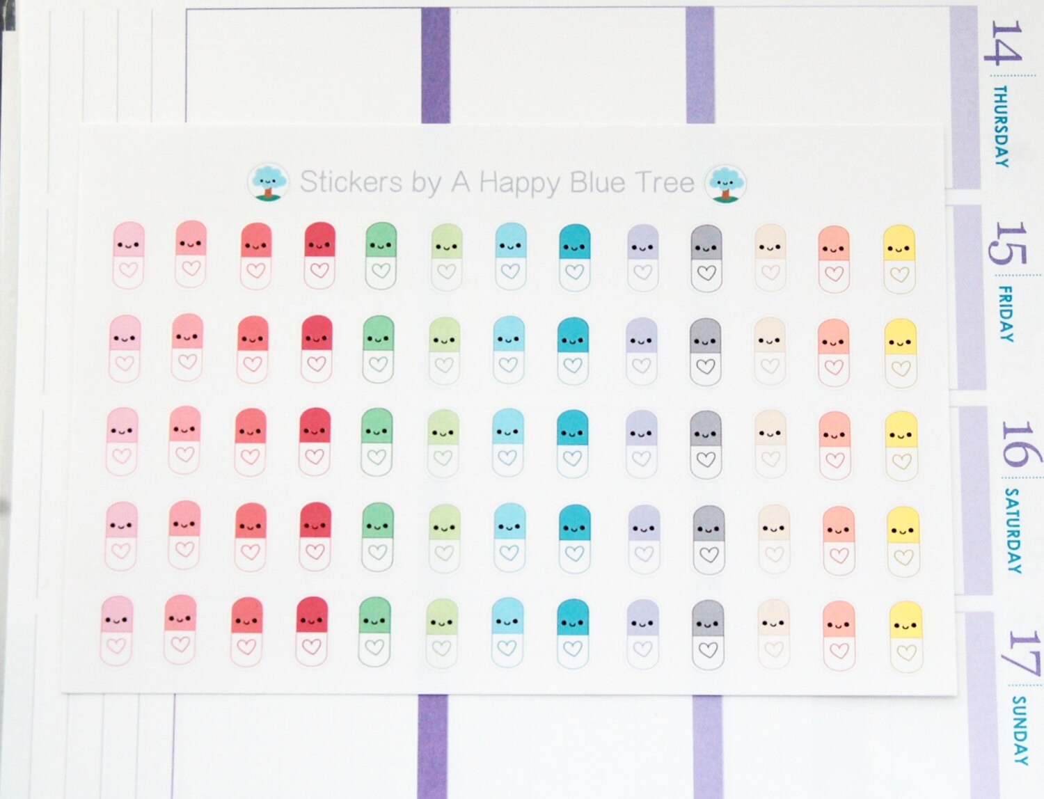 Happy Pills Medicine Reminder Tracker Cute Kawaii Planner Stickers Erin ...