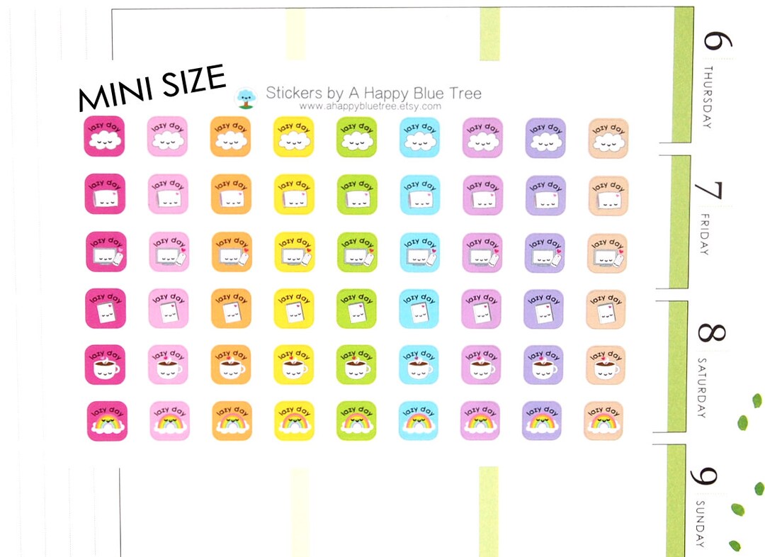 MINI Happy Lazy Day Reminder Tracker Cute Kawaii Planner Stickers for ...