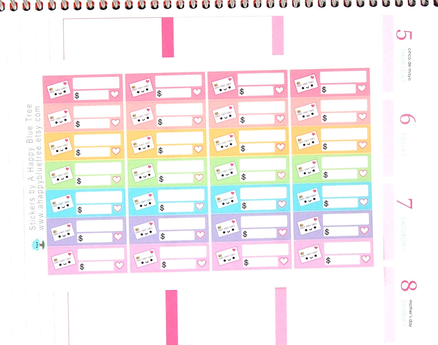 Happy Credit Card Bill Label Tracker Reminder Cute Kawaii Personal ...