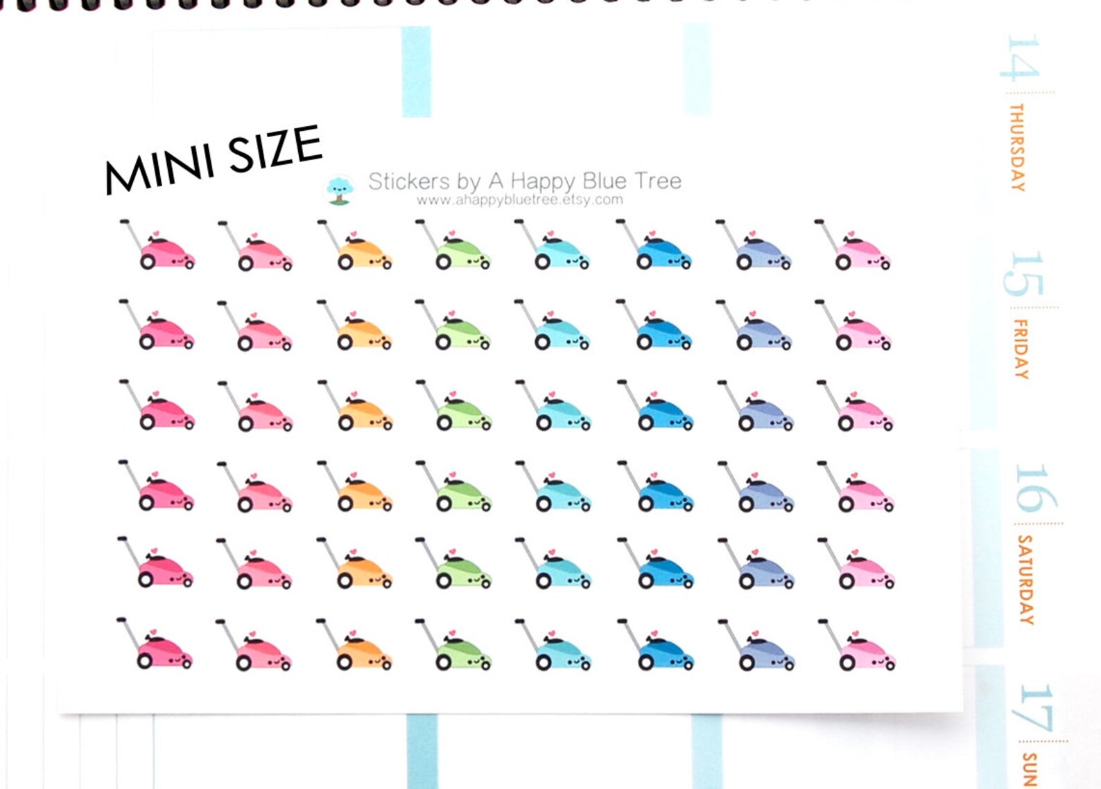 Happy MINI Lawnmower Mow the Lawn Reminder Tracker Cute Kawaii | Etsy