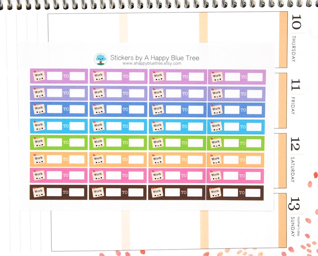 Happy Work Schedule 3/8 Inch Label Reminder Tracker Cute Kawaii Planner ...