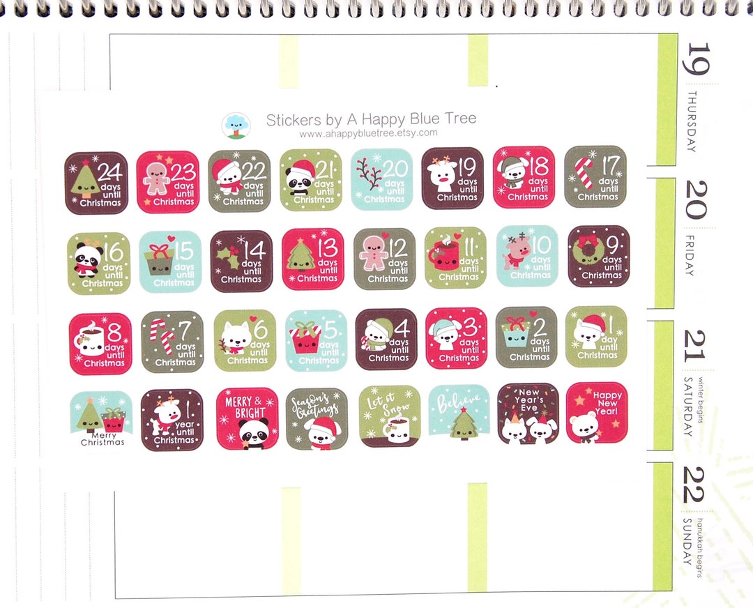 Happy Christmas Friends Square Countdown Stickers Erin Condren Life ...