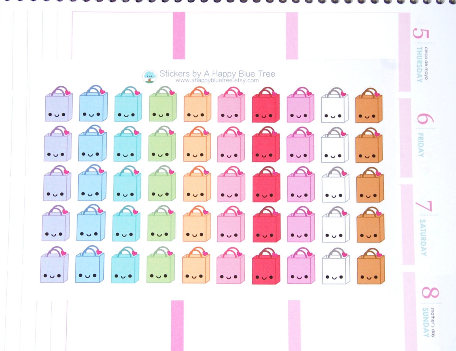 Happy Shopping Bag Tracker Reminder Cute Kawaii Planner Stickers Erin ...
