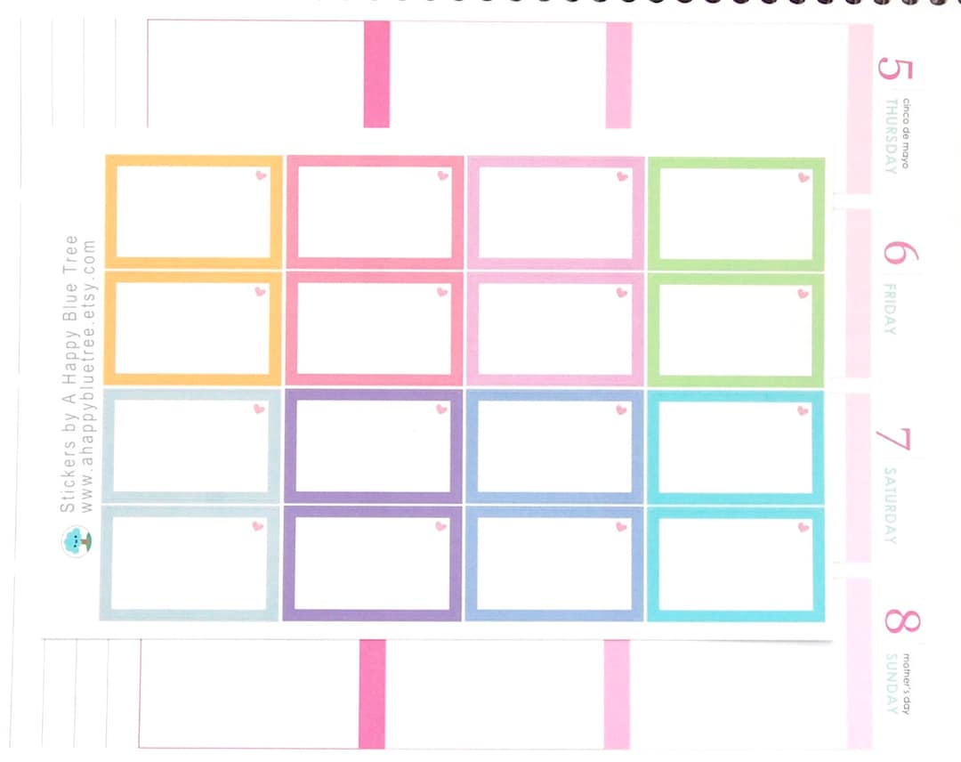 Colorful Pastel Color Half Box (with a Heart) Reminder Tracker Sticker ...