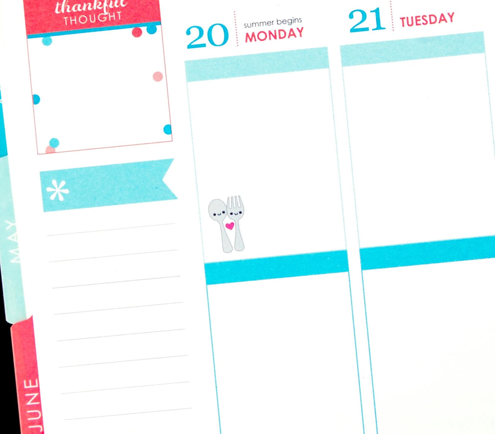 Happy Fork and Spoon Tracker Reminder Stickers Erin Condren | Etsy