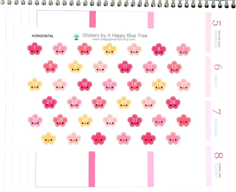 Happy Flowers Spring Date Dots Covers Vertical or Horizontal - Etsy