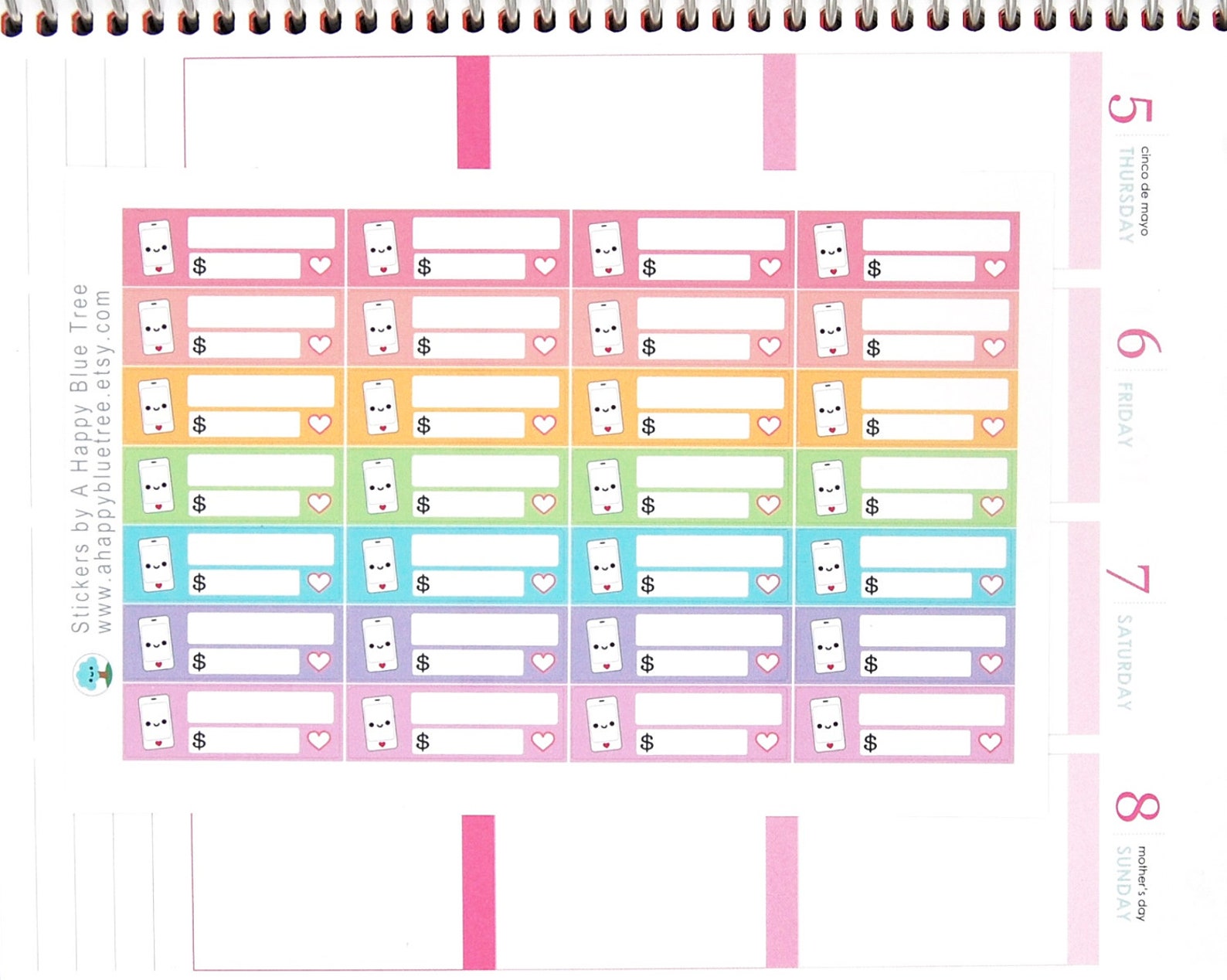 Happy Smart Phone Bill Label Tracker Reminder Cute Kawaii Personal ...