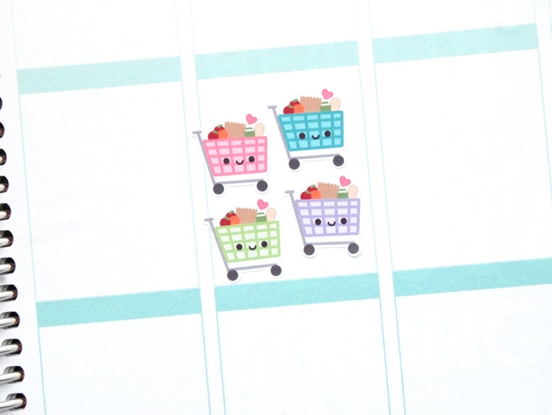 Happy Shopping Cart Grocery Reminder Kawaii Stickers Erin Condren ...