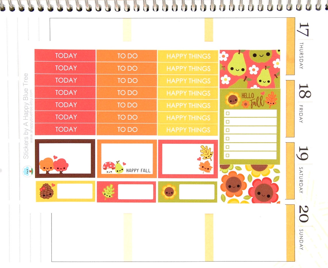 Happy Fall Harvest Sticker Set VERTICAL Erin Condren Life - Etsy