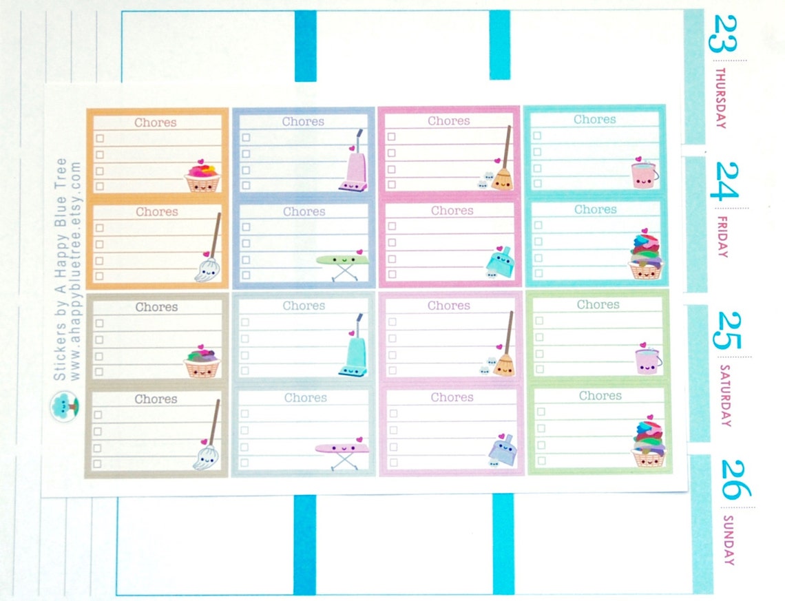 Happy or Sad Household Chores List Half Box Stickers for Erin Condren ...