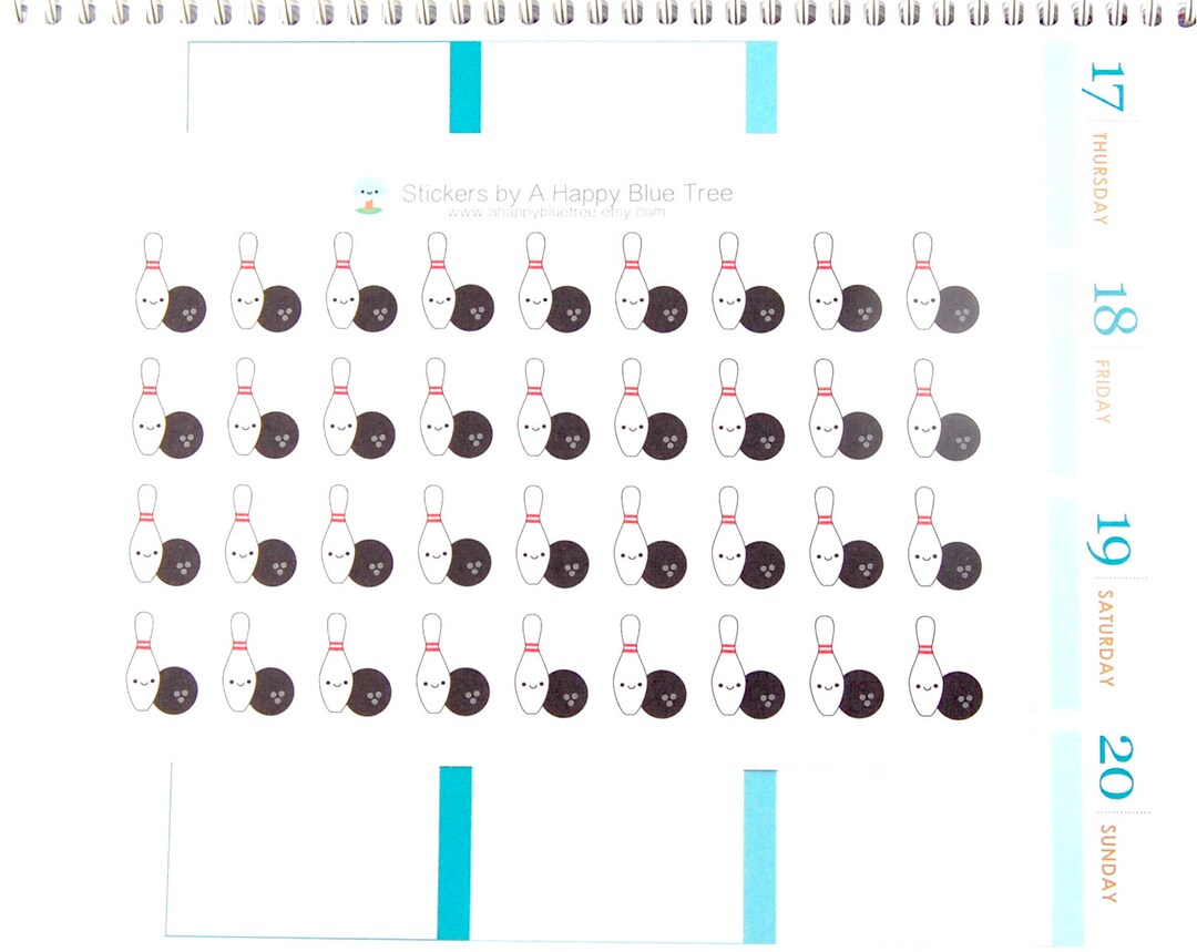 Happy Bowling Ball and Pin Game Night Practice Reminder Kawaii Stickers ...