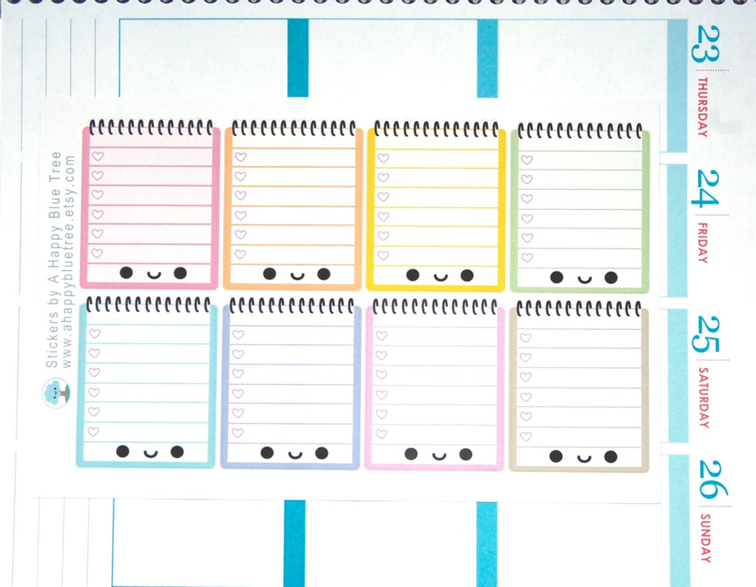 Happy Spiral Notepad Full Box Stickers for Vertical Erin | Etsy