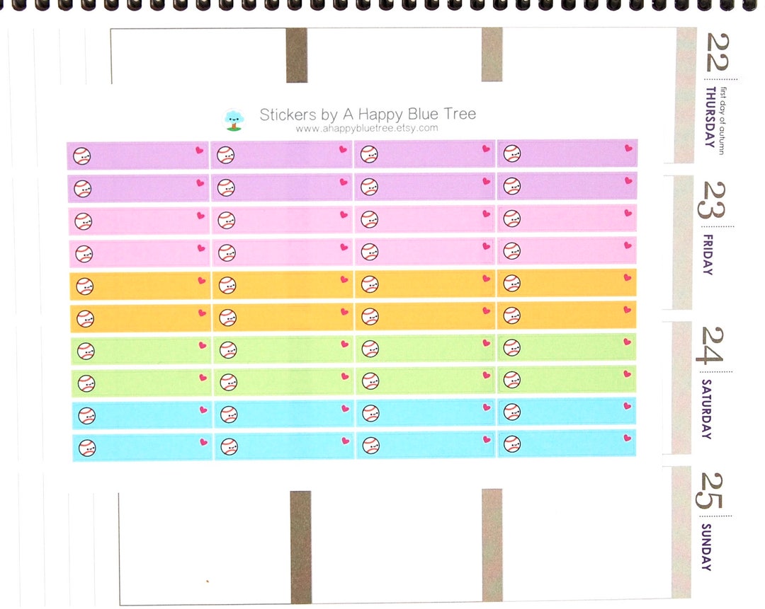 Happy Baseball THIN Label Tracker Reminder Cute Kawaii Personal Planner ...