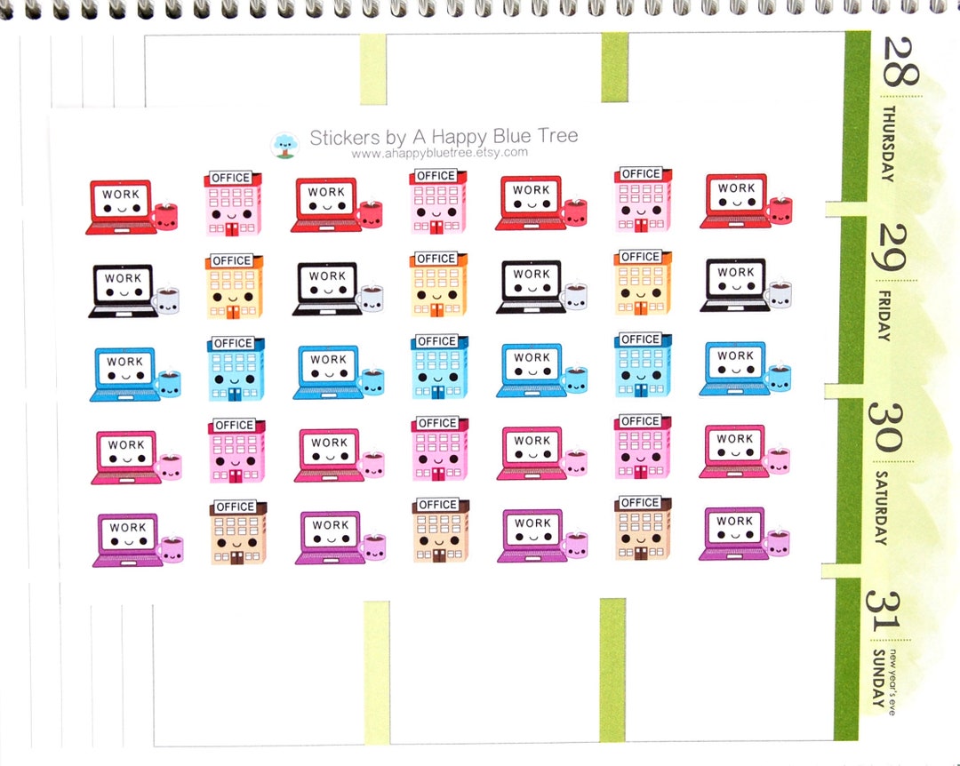 Happy Work at Home and Office Tracker Reminder Stickers Erin Condren ...