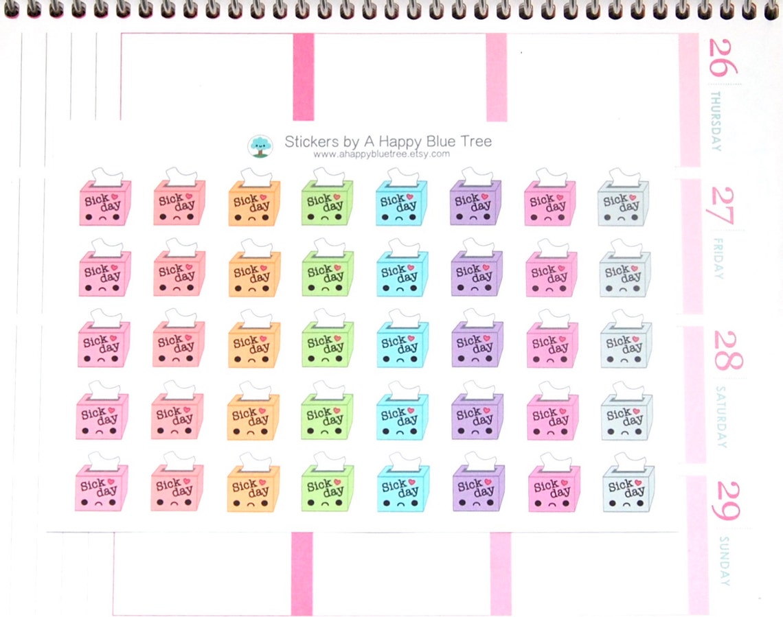 Sad Sick Day Tissue Box Reminder Tracker Kawaii Planner Stickers Erin ...