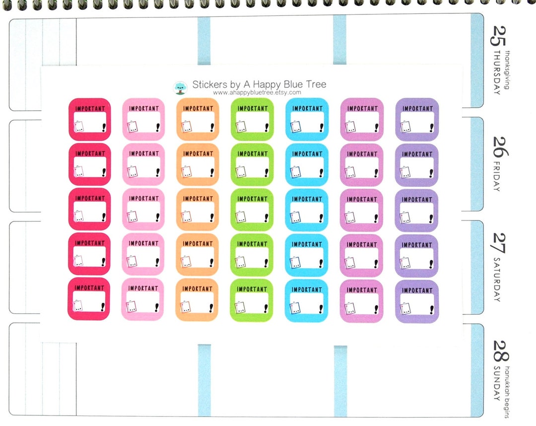 Happy Important Write-in Square Reminder Tracker Cute Kawaii Planner ...