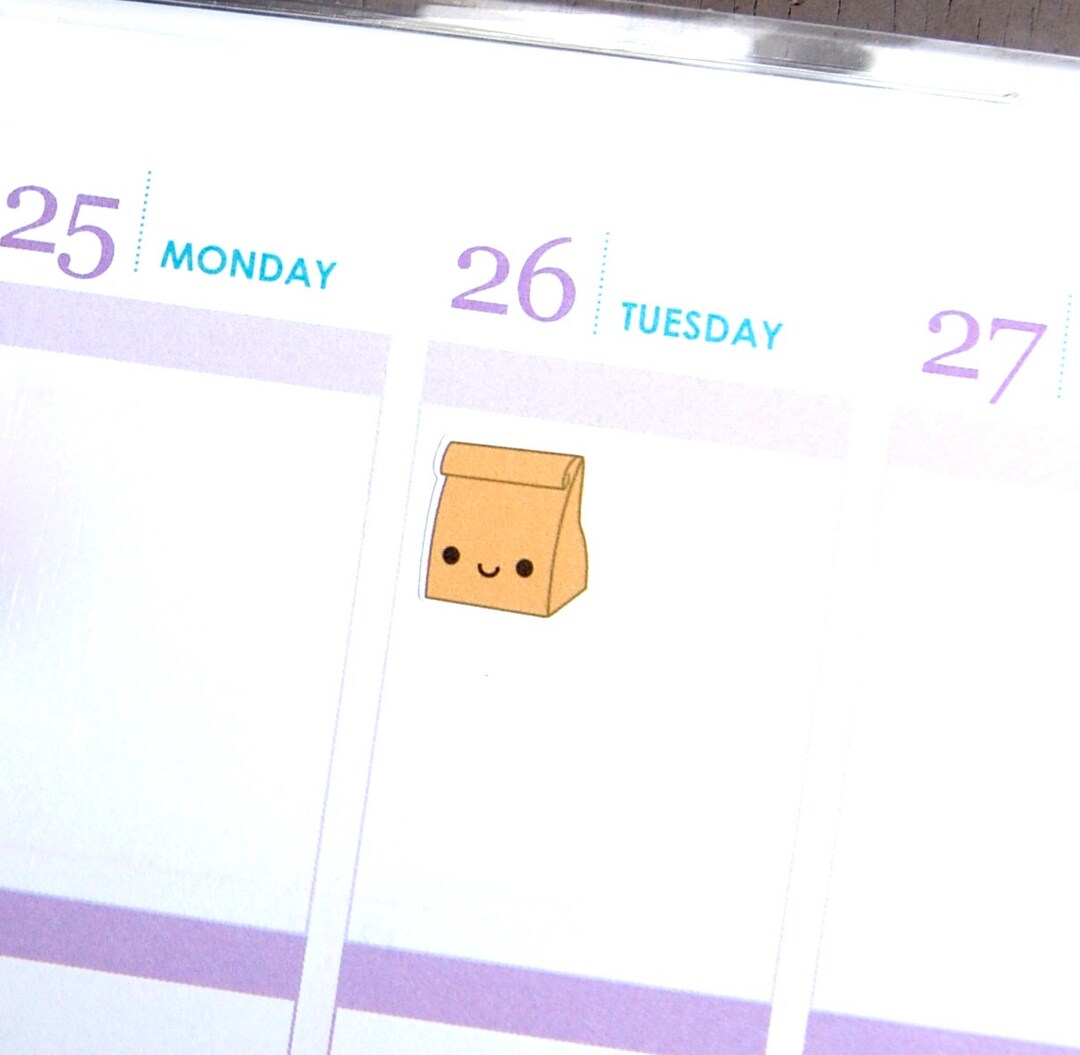 Happy Brown Bag Lunch Tracker/reminder Kawaii Stickers Erin Condren ...