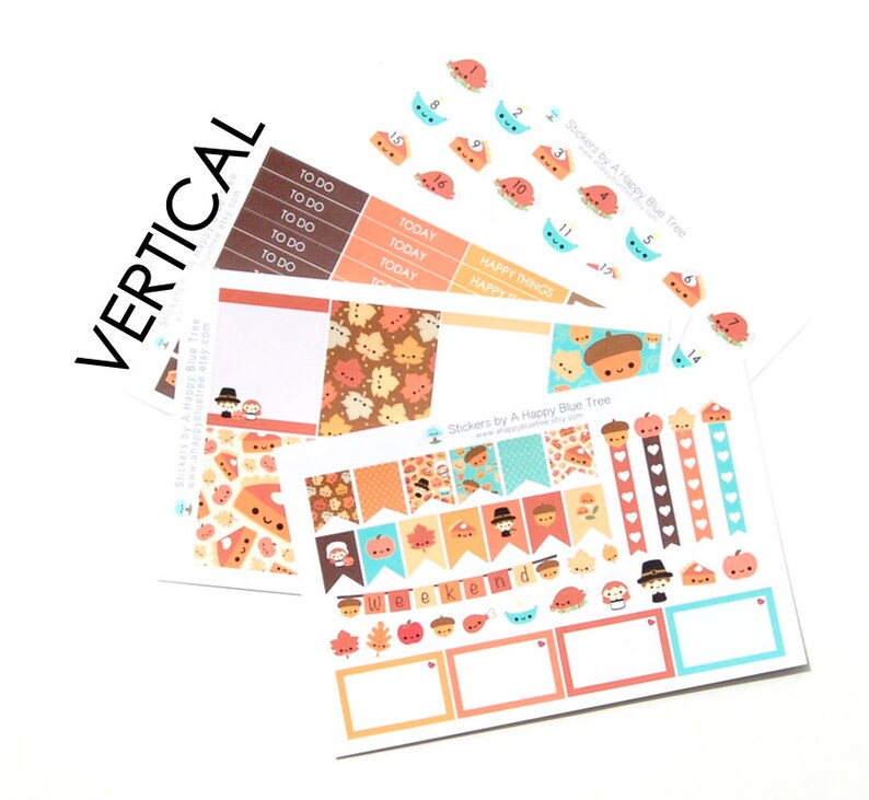 Happy Thanksgiving November Fall Sticker Set for VERTICAL Erin - Etsy
