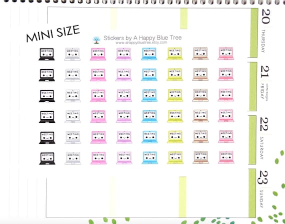 Happy Mini Online Meeting Tracker Reminder Stickers Condren | Etsy