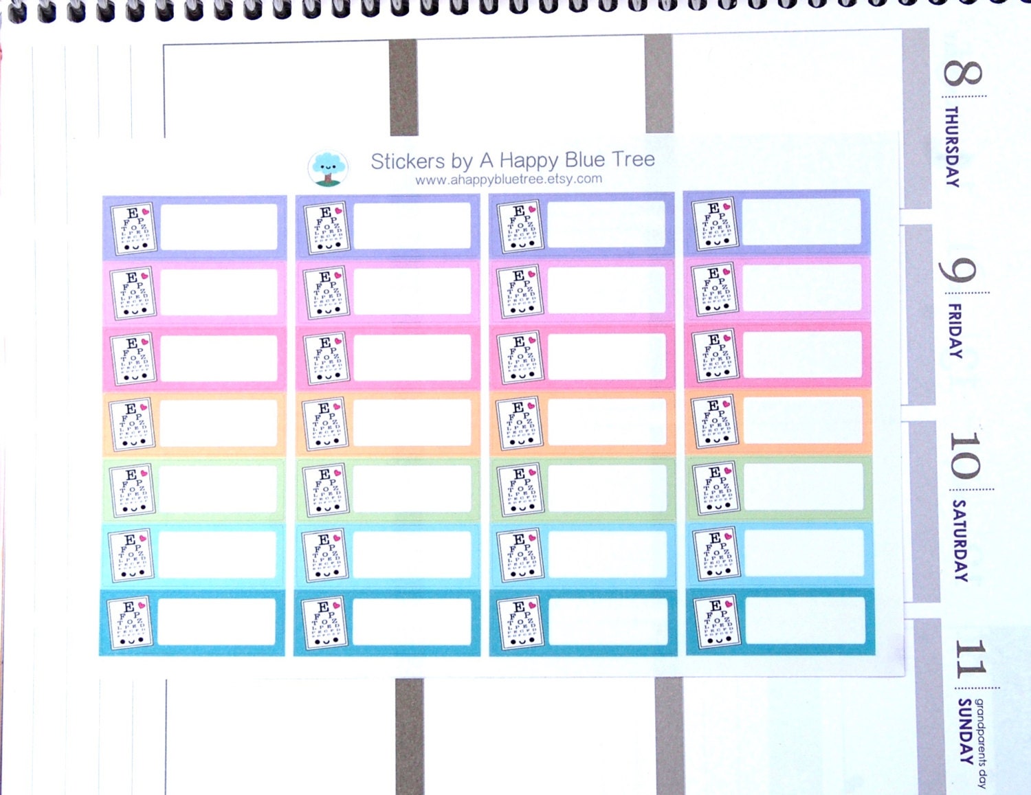Happy Eye Exam Chart Label Appointment Reminder Stickers Erin - Etsy