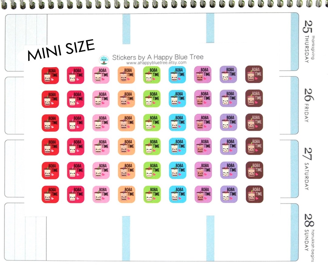 MINI Happy Boba Tea Time Square Reminder Tracker Cute Kawaii Planner ...