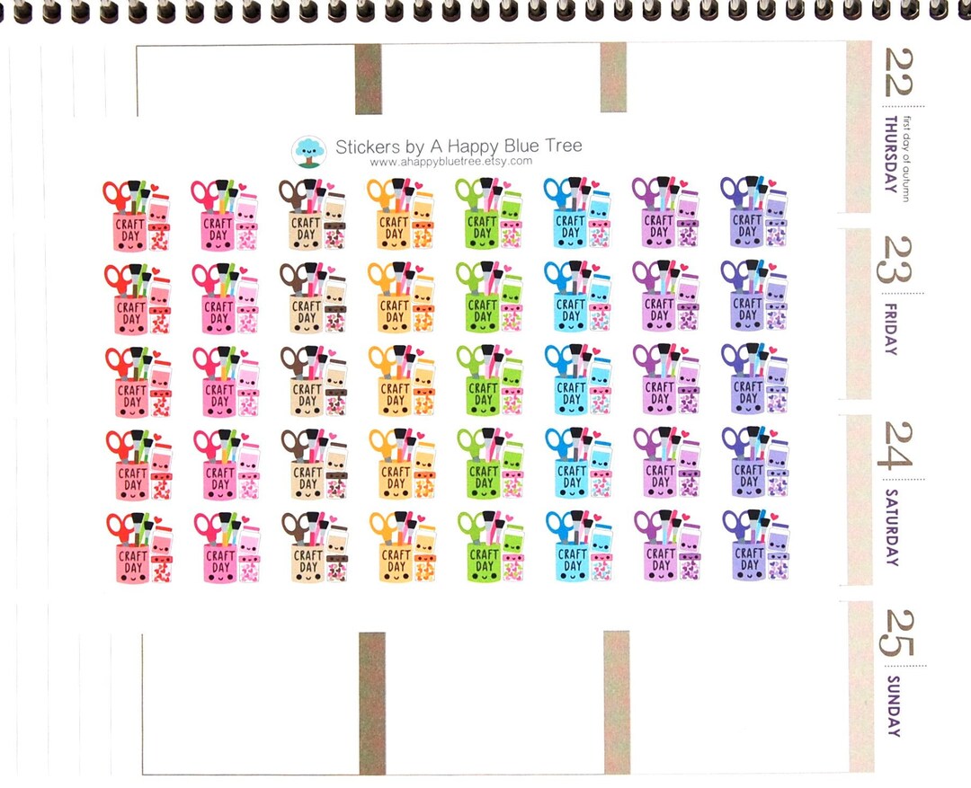 Happy Craft Day Reminder Tracker Cute Kawaii Planner Stickers for Erin ...