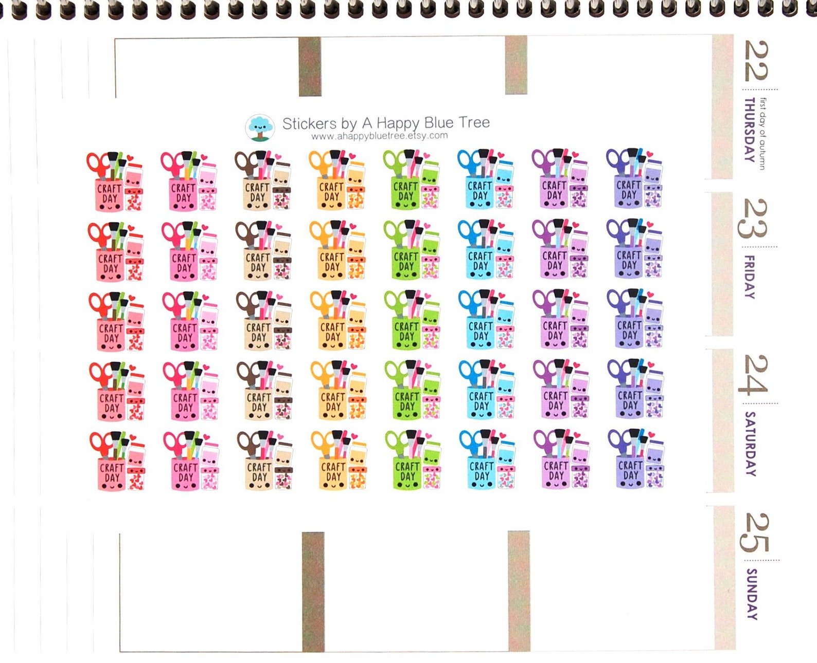 Happy Craft Day Reminder Tracker Cute Kawaii Planner Stickers - Etsy