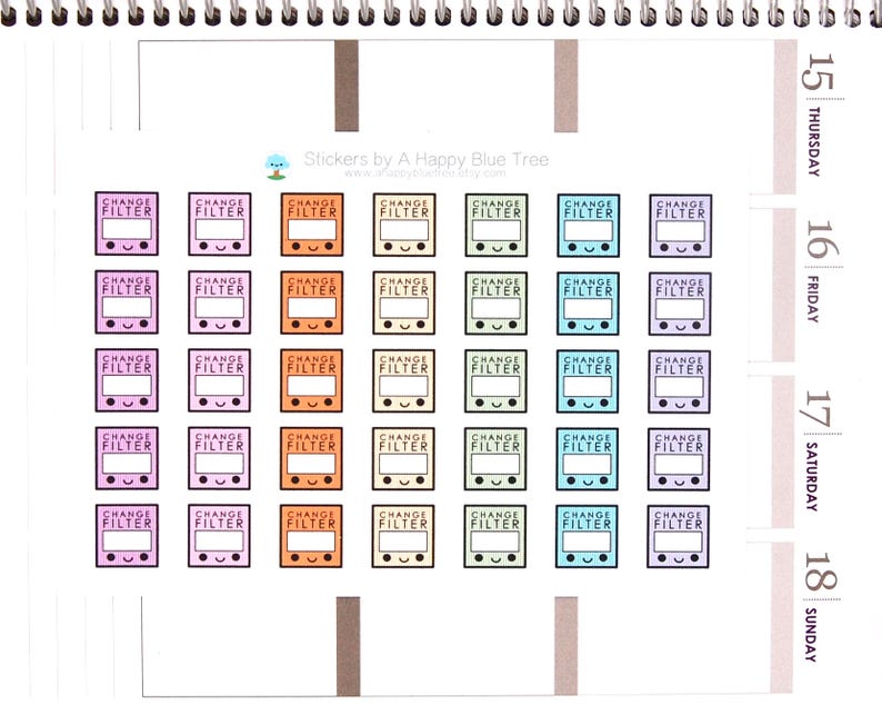 Happy Change Filter Write-in Tracker Reminder Stickers Erin - Etsy
