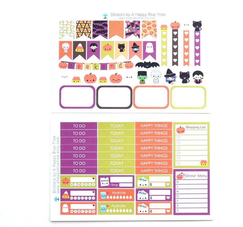 Happy Halloween October Fall Sticker Set for VERTICAL Erin Condren Life ...