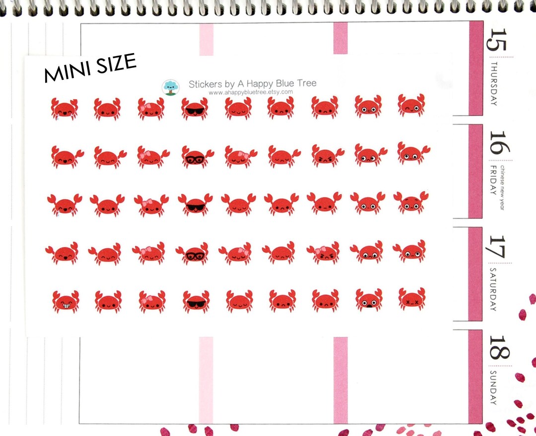 MINI Happy Crab EMOTIONS Themed Stickers for Erin Condren Life Planner ...