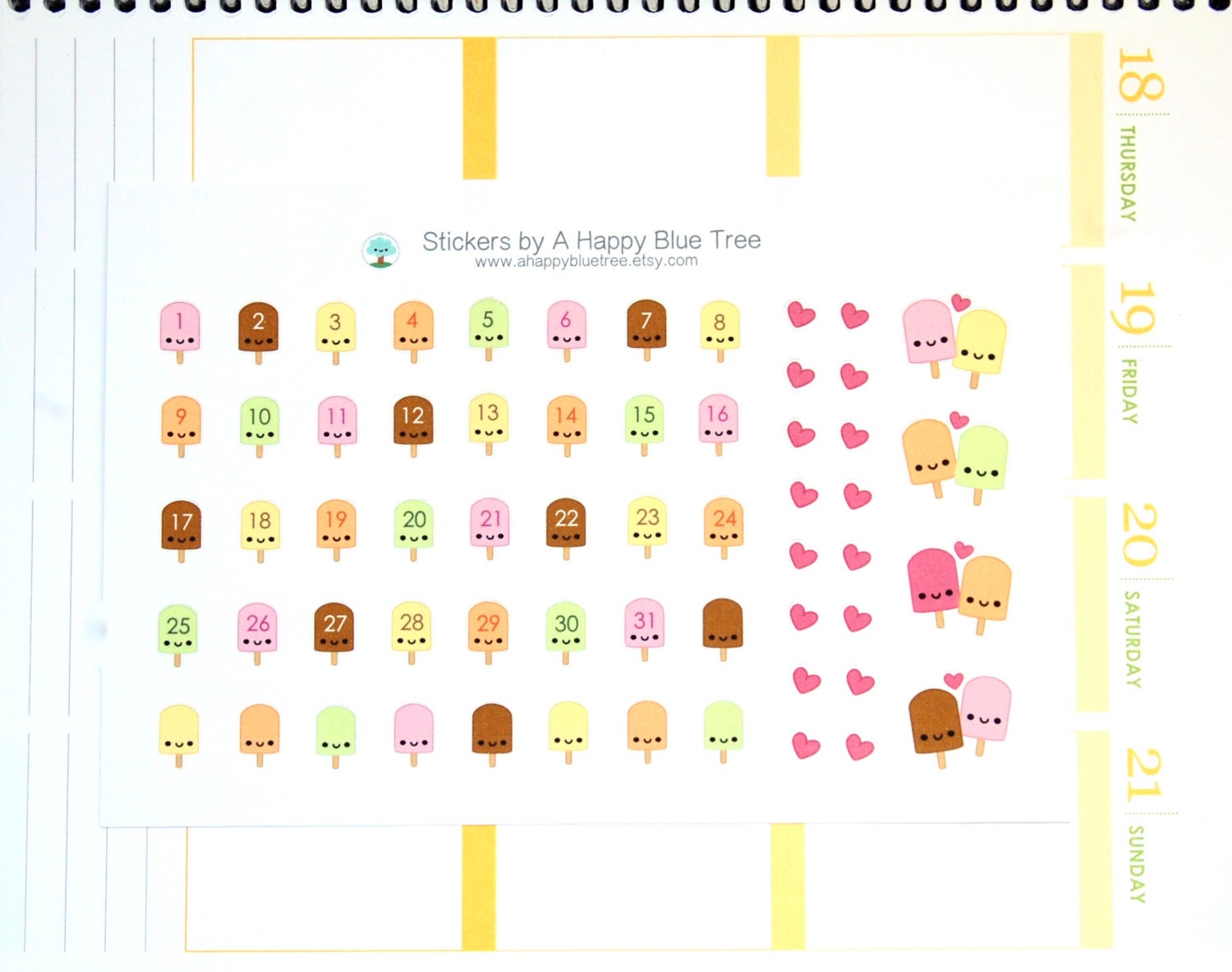 Tiny Happy Popsicle Ice Cream Monthly Date Dots Covers Erin - Etsy