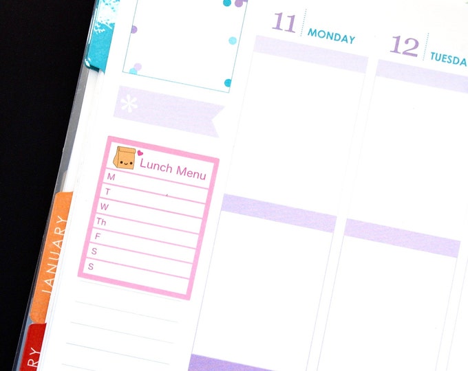 Happy Lunch Bag Weekly Menu Full Box Reminder Tracker Vertical Erin ...