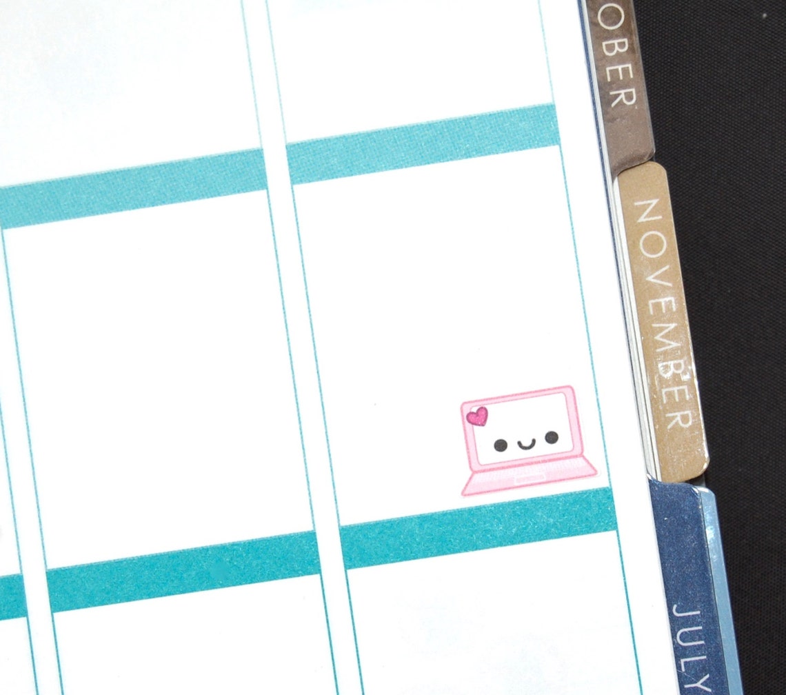 Happy Laptop Computer Tracker Reminder Kawaii Stickers Erin - Etsy