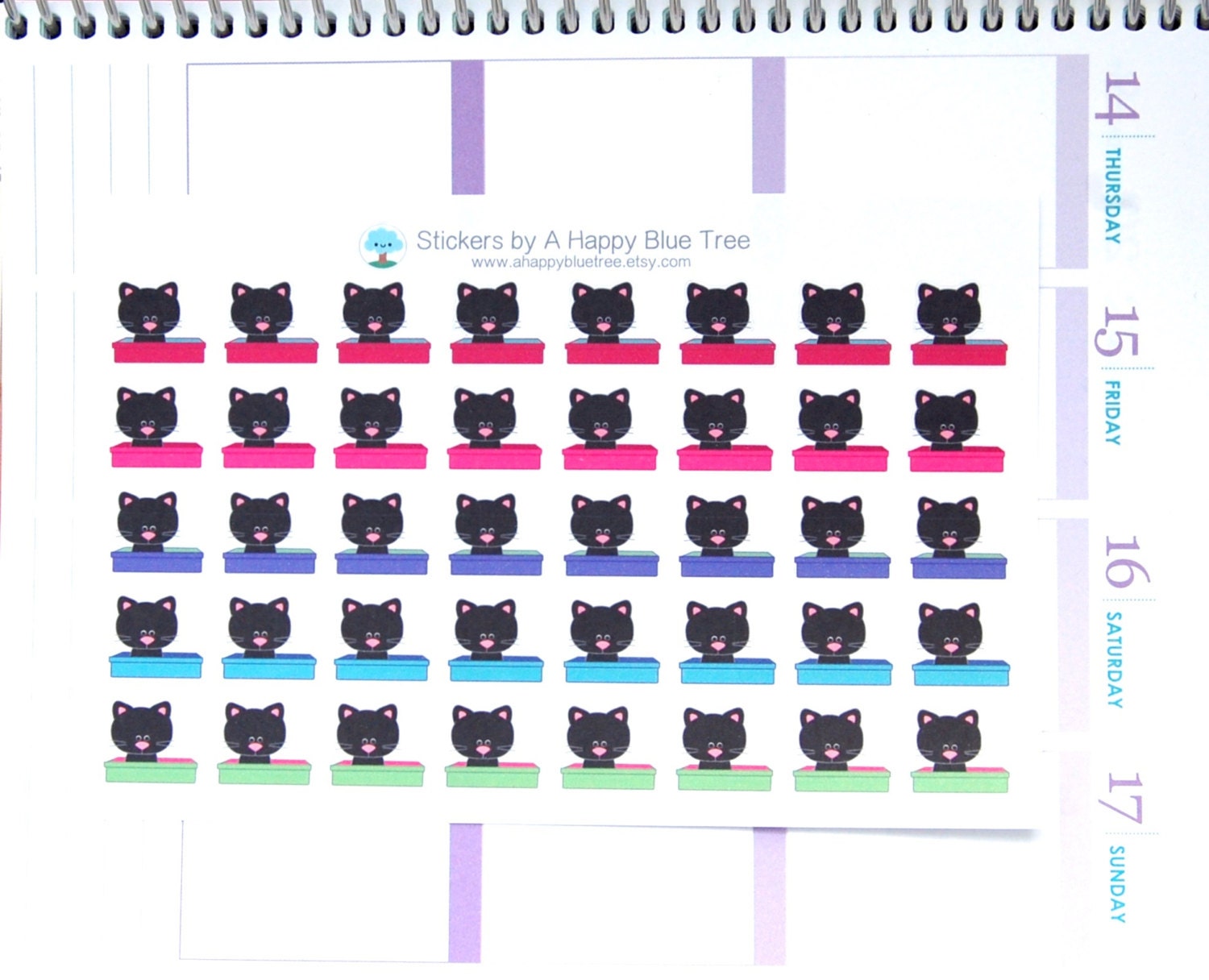 Happy Cat Litter Reminder Kawaii Stickers for Erin Condren Planner ...