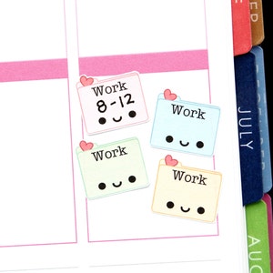 Happy Work Schedule Reminder Tracker Cute Kawaii Planner Stickers for ...
