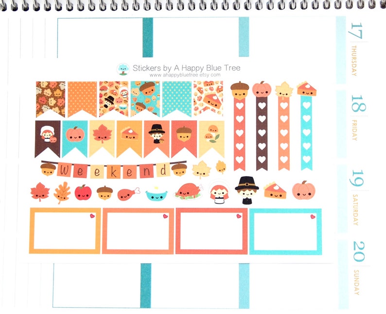 Happy Thanksgiving November Fall Sticker Set for VERTICAL Erin - Etsy