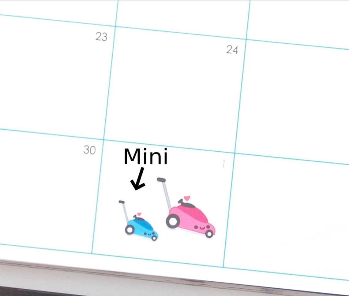 Happy MINI Lawnmower Mow the Lawn Reminder Tracker Cute Kawaii Planner ...