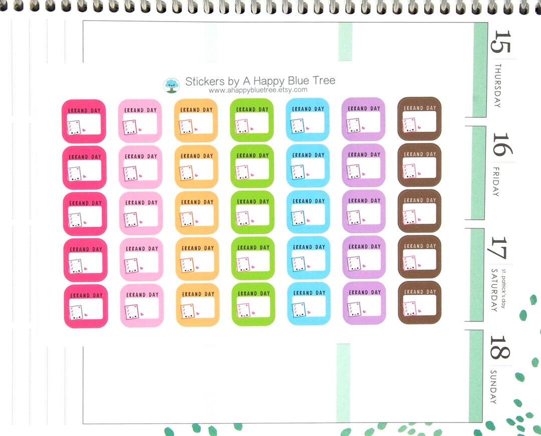 Happy Errand Day Write-in Square Reminder Tracker Cute Kawaii Planner ...