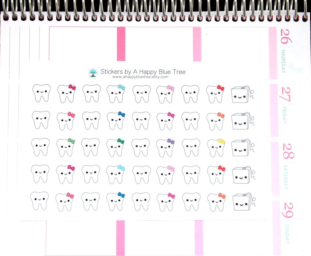 Happy Teeth and Floss Reminder Stickers Erin Condren Life Planner Mambi ...