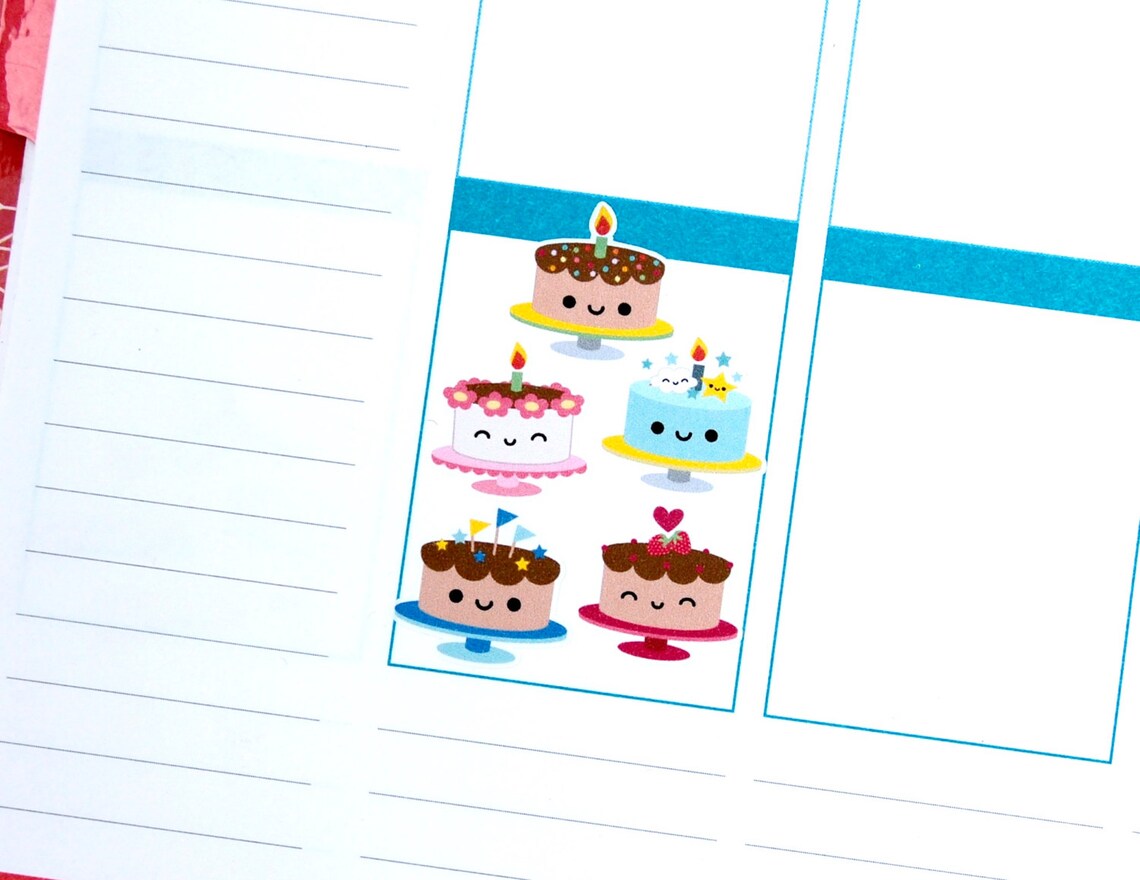 Happy Party Cakes Tracker Reminder Erin Condren Life Planner | Etsy