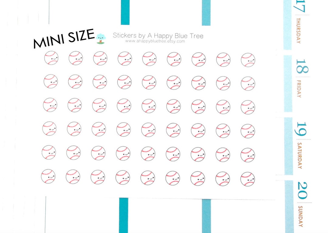 MINI Happy Baseball Game Practice Reminder Kawaii Stickers Erin Condren ...