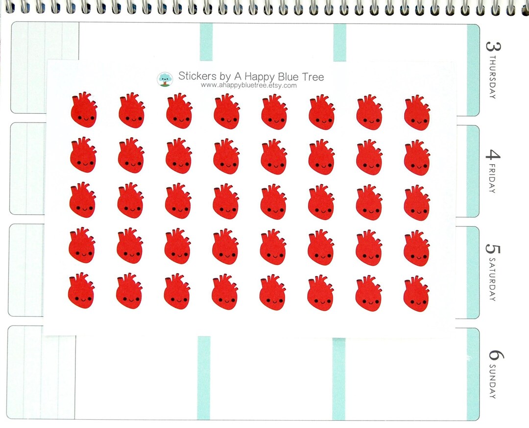 Happy Heart Reminder Tracker Cute Kawaii Planner Stickers Erin Condren ...