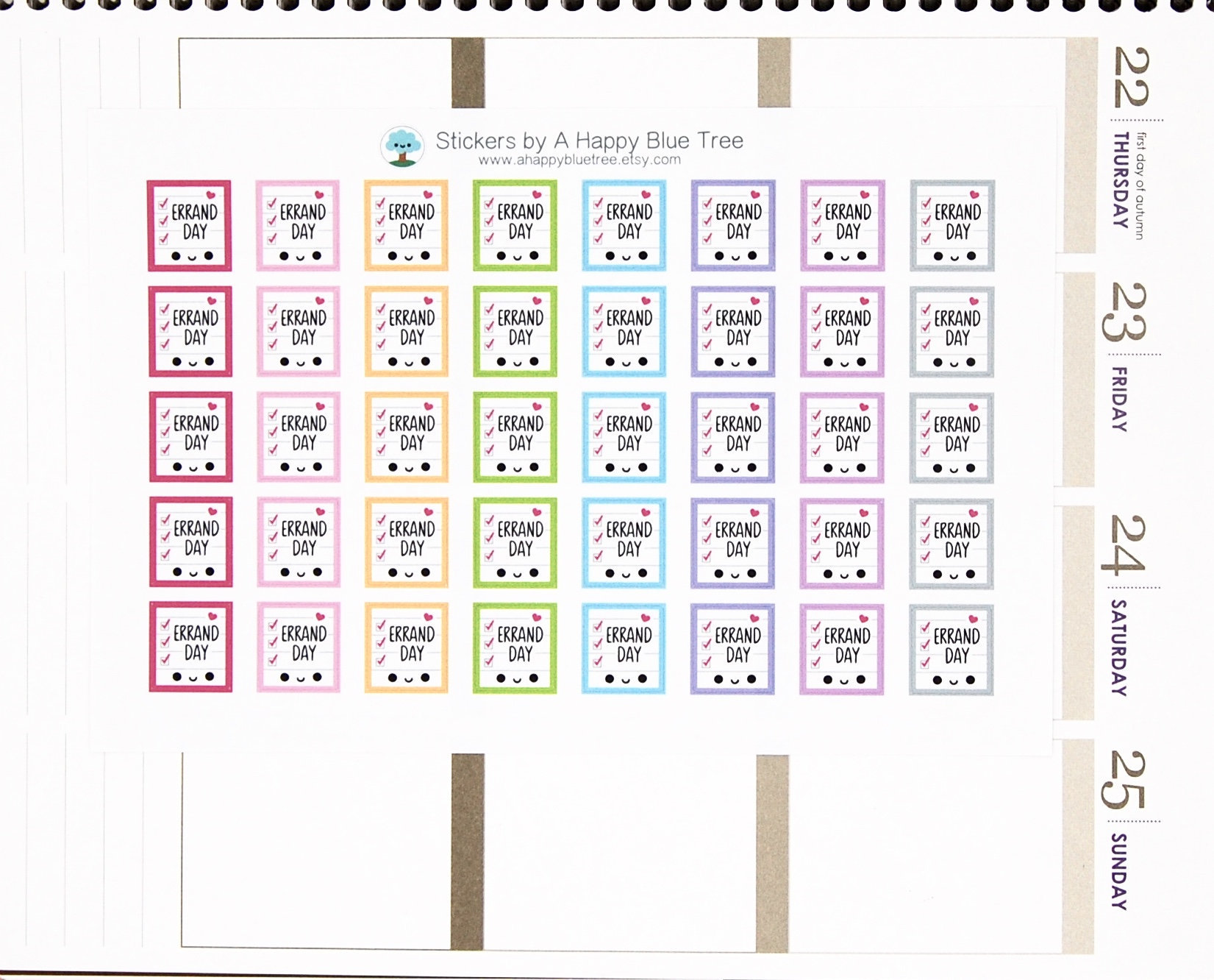 Happy Errand Day Reminder Tracker Cute Kawaii Planner Stickers for Erin ...