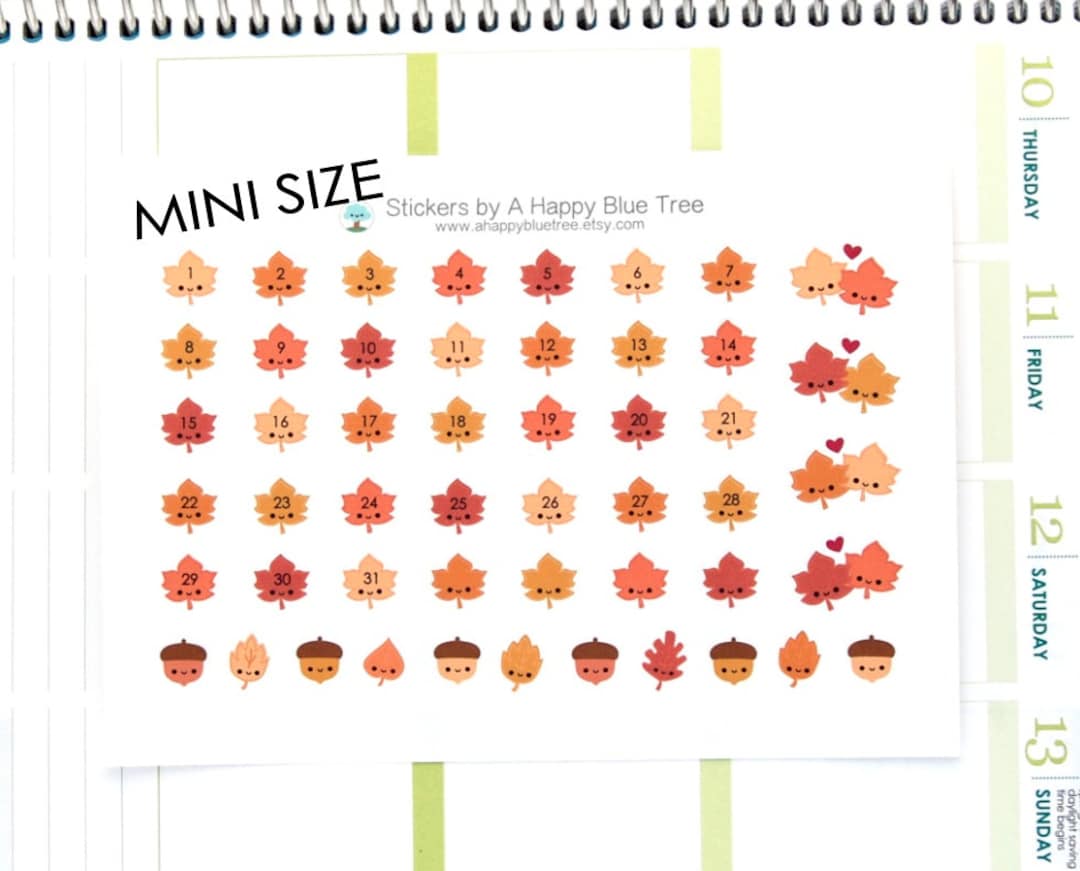 Tiny Happy Leaf Fall Monthly Date Dots Covers Erin Condren Life Planner ...
